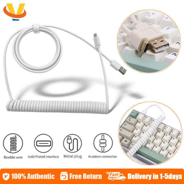USB C Port Coiled Cable for Key Board Wire Mechanical Keyboard USB ...