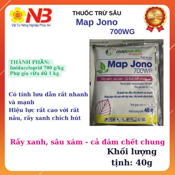 Thuốc trừ sâu Map jono 700WP GÓI LỚN 40g (Imidacloprid 700g/kg) Trừ rầy ...