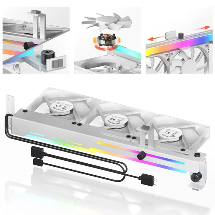 2 in 1 Graphics Card Cooler 1800RPM 5V 3Pin ARGB Graphics Card Cooling ...
