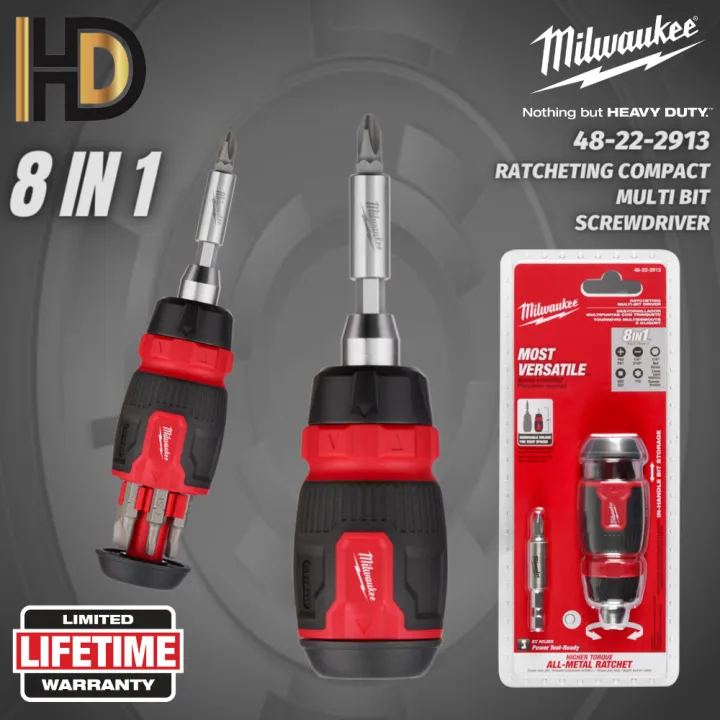Milwaukee 8 In 1 Ratcheting Compact Multi Bit Screwdriver / Milwaukee ...