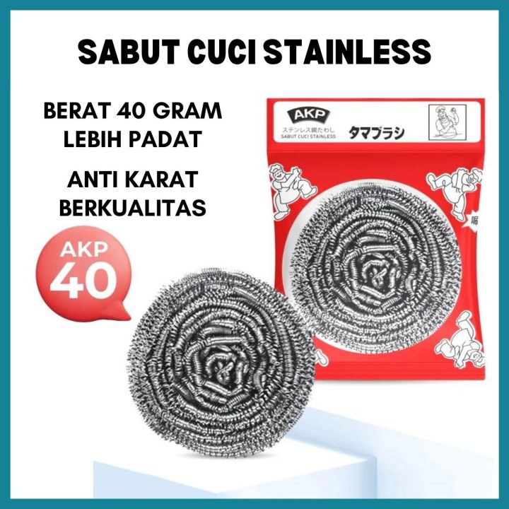 Sabut Sikat Cuci Piring Stainless 40 Gram Kawat Besi Spons Gosokan ...