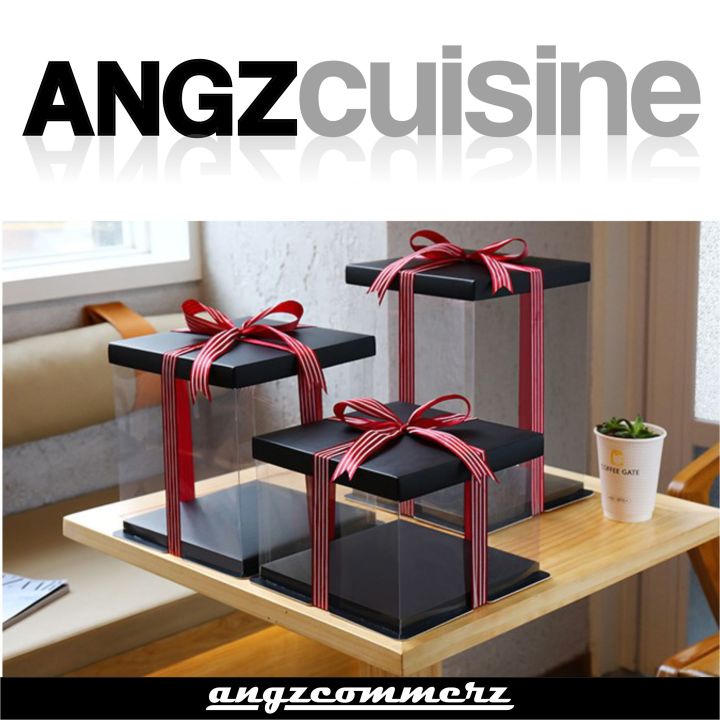 Kotak Hantaran Transparent Cake Box 30x30x25cm Black | Lazada Indonesia