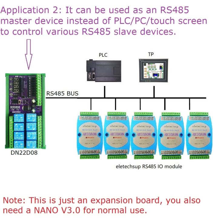 8DI-8DO Relay Shield Module Modbus RTU RS485 PLC IO Expanding Board ... 8DI-8DO Relay Shield Module Modbus RTU RS485 PLC IO Expanding Board ...