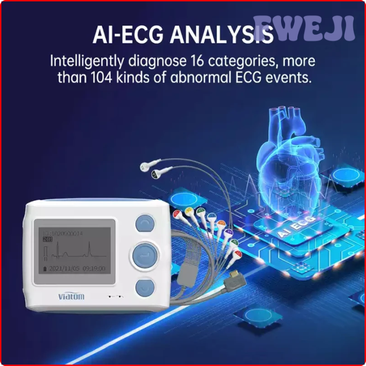 FWEJI Medical 12 Channel ECG Holter monitor machine with 24 hours EKG tracking ...