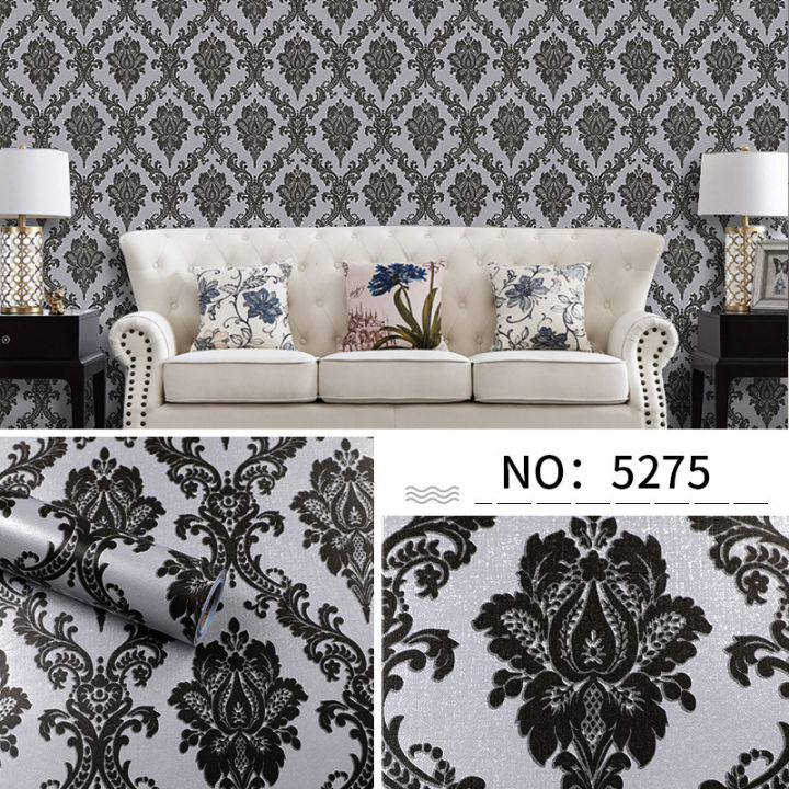 Wallpaper Dinding Batik Hitam Silver Kecil 9m s/d 10m x 45cm | Lazada ...