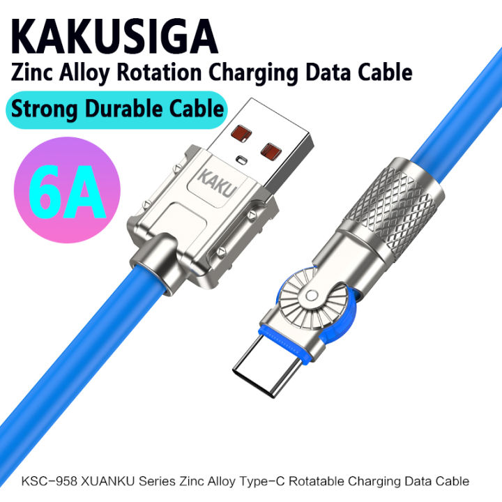 KAKUSIGA Zinc Alloy Type C Rotatable Charging Data Cable 180 Rotation ...