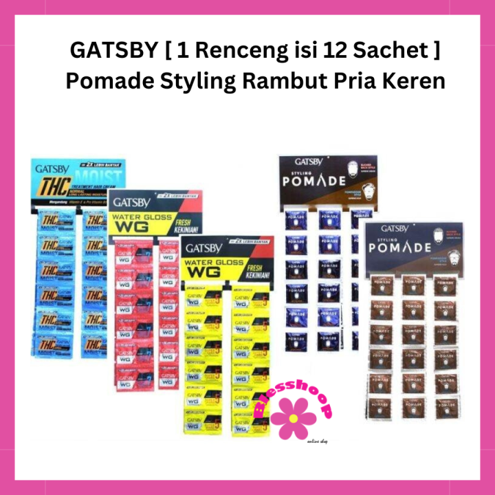 GATSBY [ 1 Renceng isi 12 Sachet ] Pomade Styling Rambut Pria Keren ...