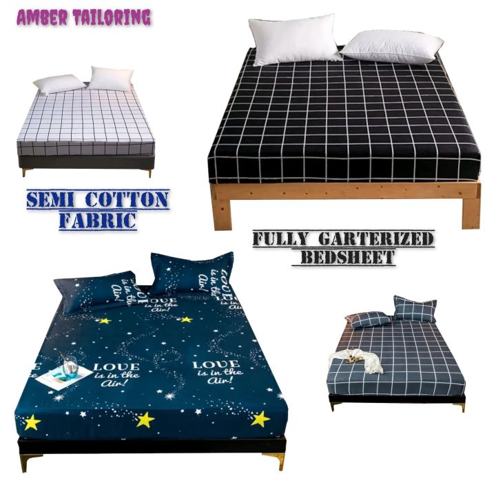 BEDSHEET (ONLY) FULLY GARTERIZED | SEMI COTTON | CHOOSE YOUR DESIGN ...