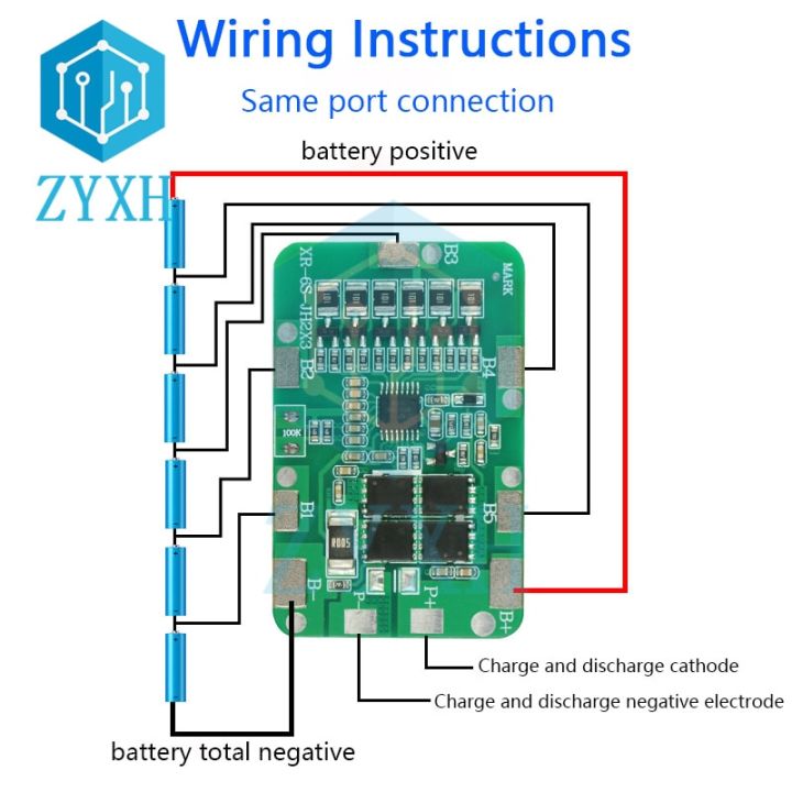 BMS 6S 19.2V 22.2V 25.2V 5A 8A 3.6/3.7-4.2V 18650/21700 Li-ion Lithium ...