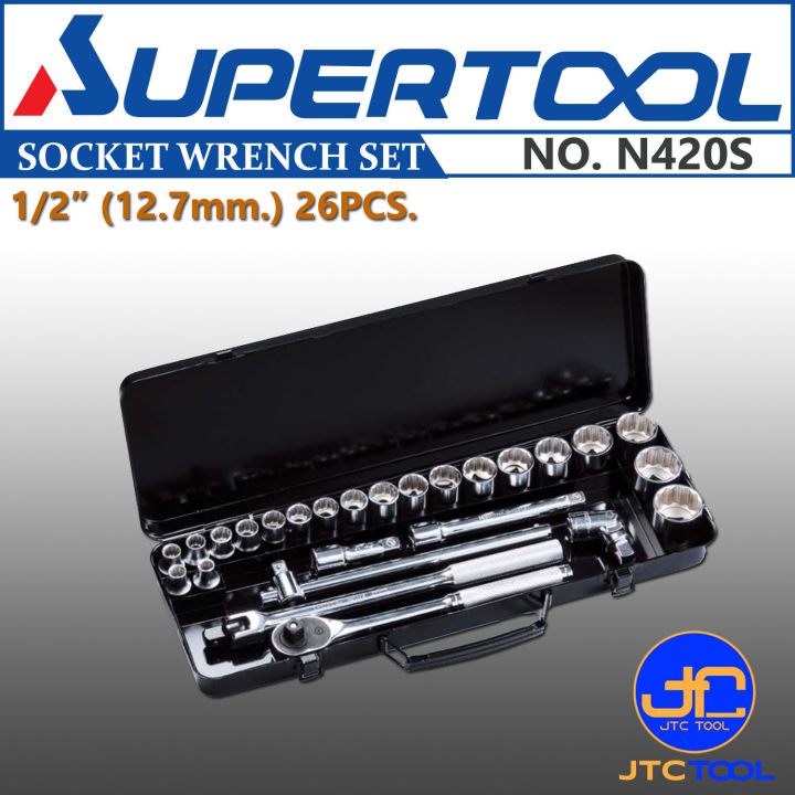Supertool ประแจบล็อกรู 1/2"(12.7mm) - Socket Wrench Set Square Drive 1/ ...