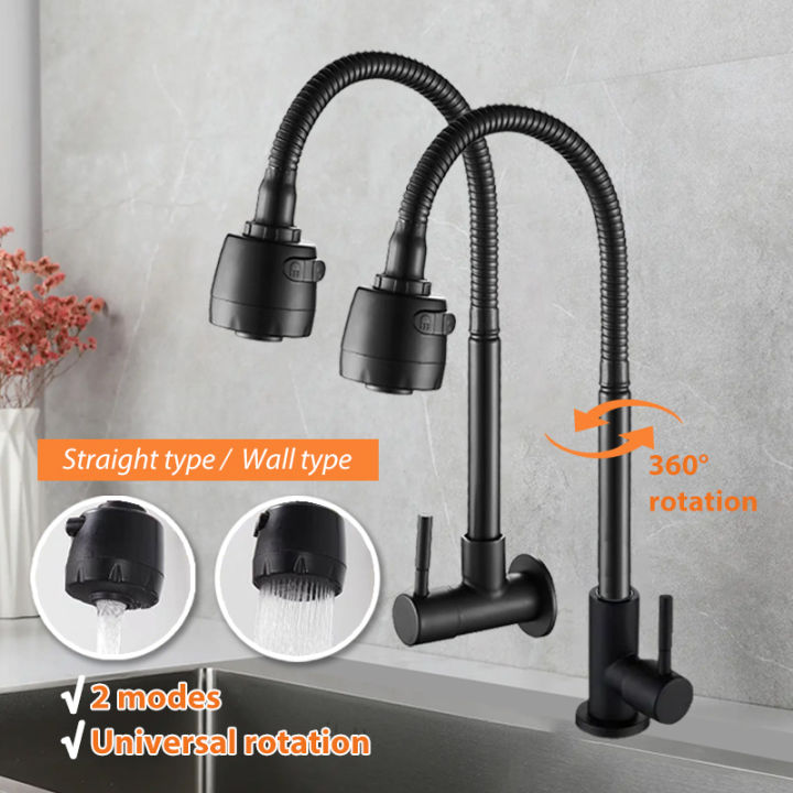 304 Stainless Steel 360° Flex Rotation Universal Two Effluent Single ...