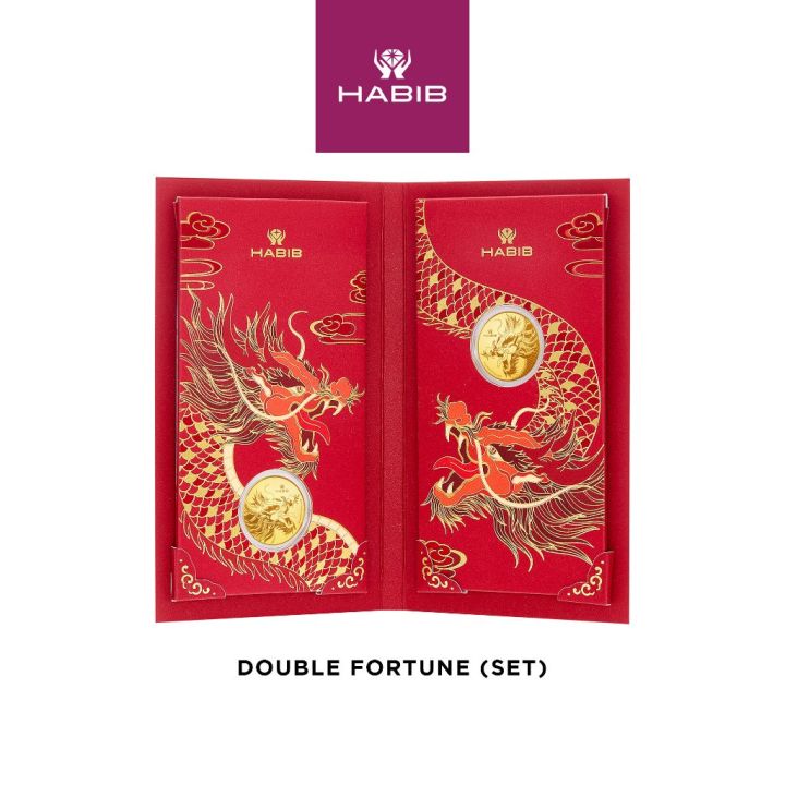 ♬HABIB Year of the Dragon 2024 Double Fortune | 999.9 Gold Wafer Coin ...