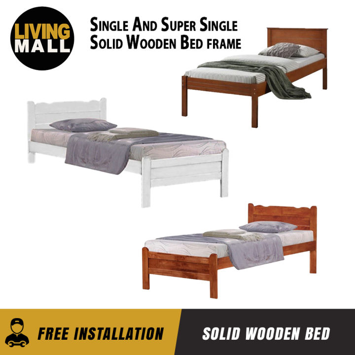 Living Mall Solid Wooden Bed Frame Flat Plywood Base In Single/Super ...
