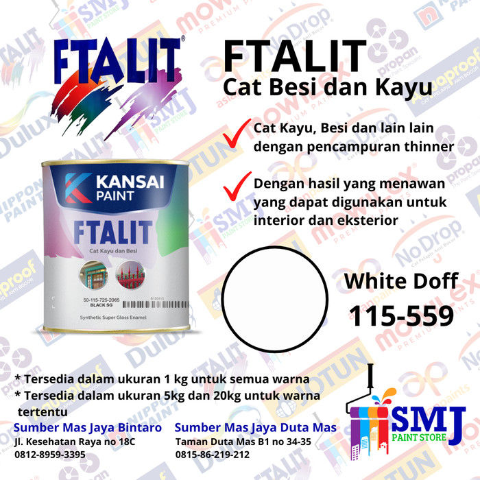 CAT BESI DAN KAYU MINYAK FTALIT PUTIH / WHITE DOFF 559 - 1 KG-Hosebuild ...