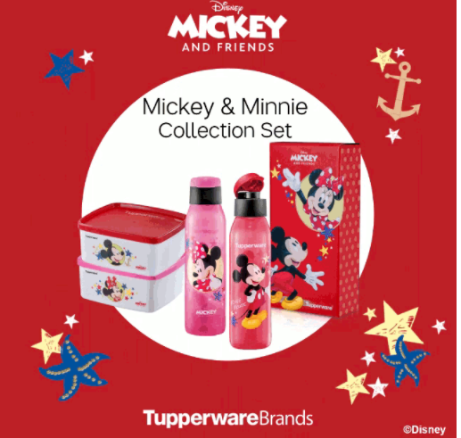 Tupperware Mickey & Minnie Eco Bottle 500ml/Mickey & Minnie Snack Box ...