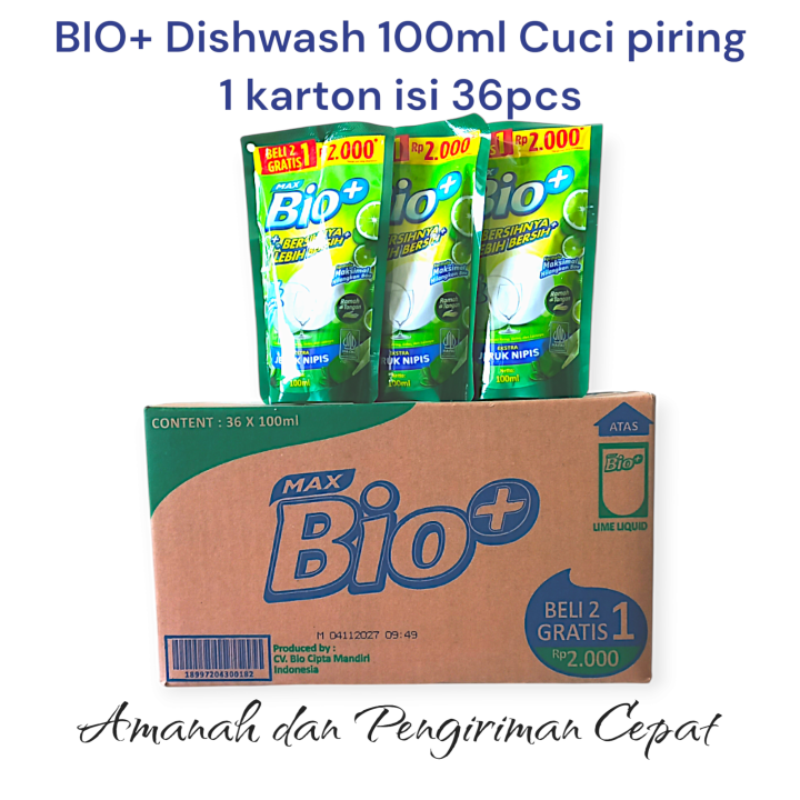 Pencuci piring sabun cair BIO Dishwash 1 karton 100ml isi 36 pcs ...