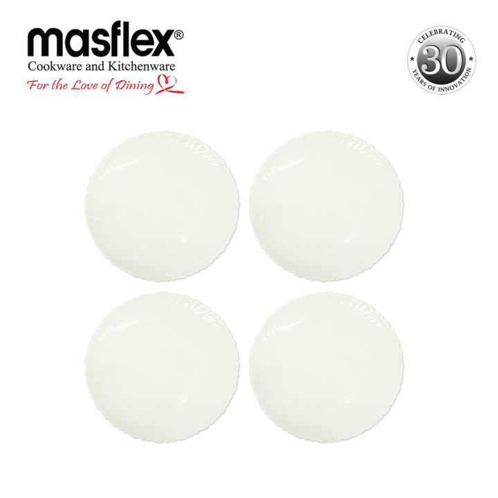 Masflex 4 piece Dinner Plate (10.5 inch / 267 mm) Made of Opal Glass ...