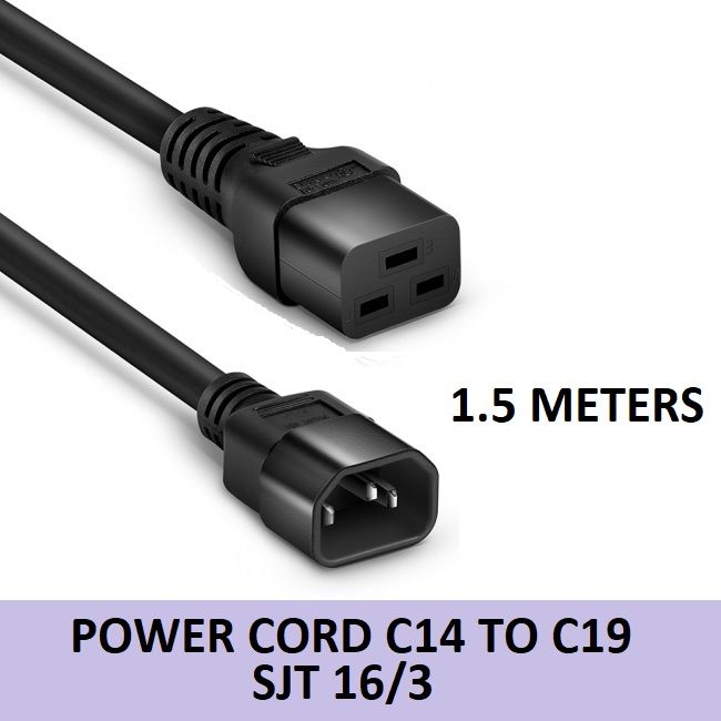 Power Cord C14 to C19 13A 250V 16 AWG 1.5 Meters Heavy Duty Black 1.5m | Lazada PH
