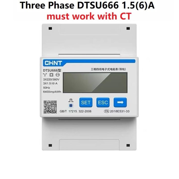 CHINT DDSU666 DTSU666 Single Phase DIN Rail Modbus RS485 Bi-directional Smart Energy Power KWH ...