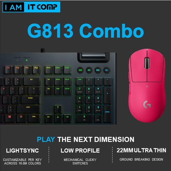 Logitech G Gaming Combo Set G813 Lightsync RGB Keyboard / G502 Hero ...
