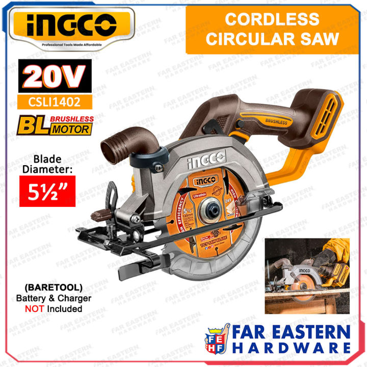 INGCO Cordless Brushless Circular Saw 5-1/2" 20V CSLI1402 INPTCL ...