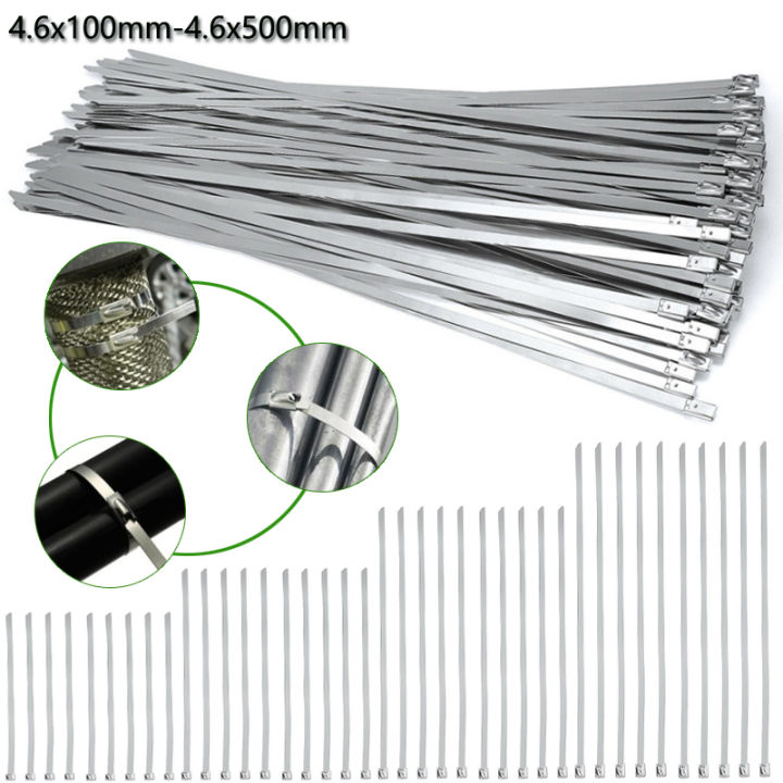 10- 25pcs 304 Stainless Steel Metal Cable Zip Ties Strap Locking ...
