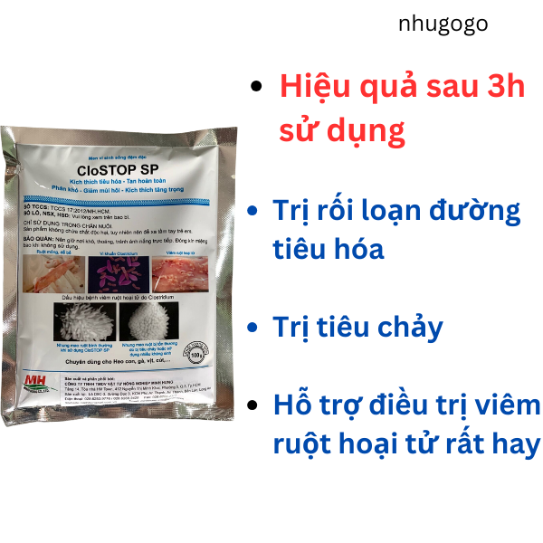 Clostop SP gói qui cách 1kg men tiêu hóa sống đậm đặc, tan hoàn toàn ...