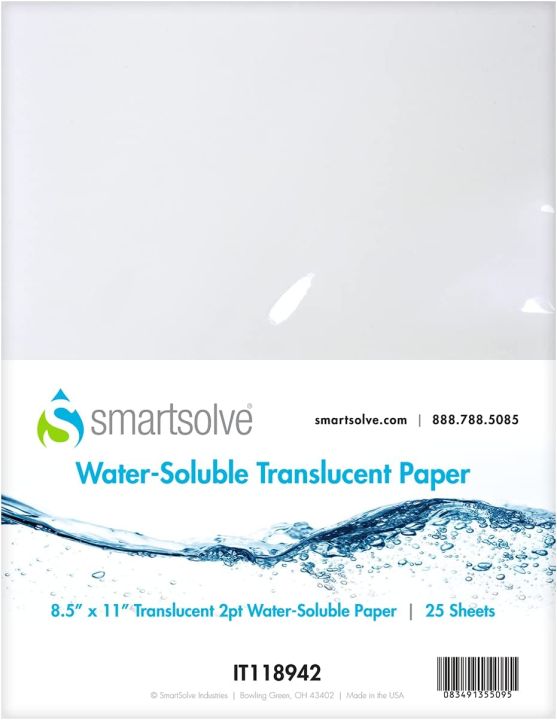 Smart Solve 2pt Water-Soluble Translucent Paper 8.5" x 11" White 25 ...