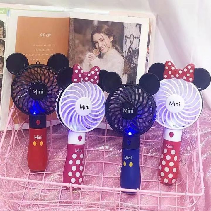 USB Rechargeable Handy Mickey & Minnie Mouse Light Electric Desk Fan ...