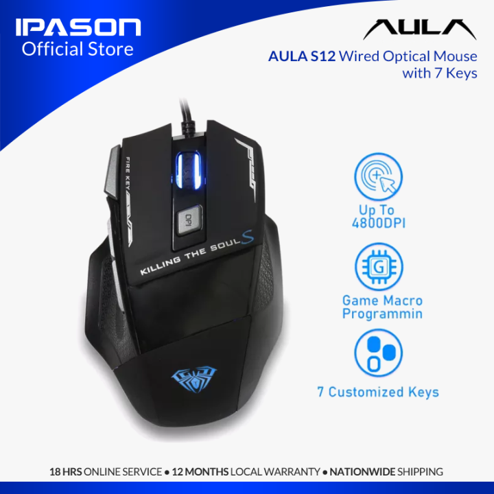 AULA S12 Wired Optical Mouse with 7 Keys | Lazada PH