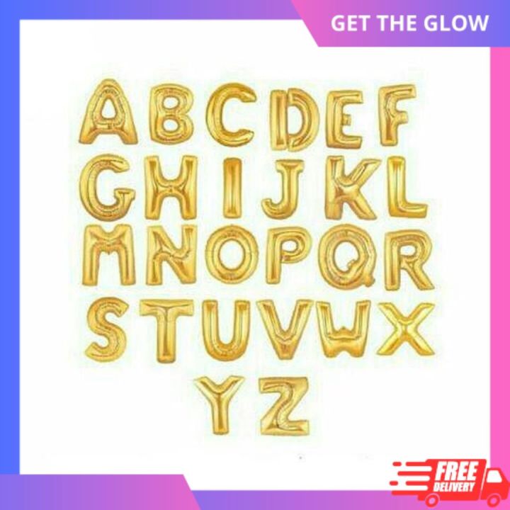 Balon Huruf Foil Warna Gold A-z Angka 0-9 Ukuran 40cm 1 Pcs | Lazada ...