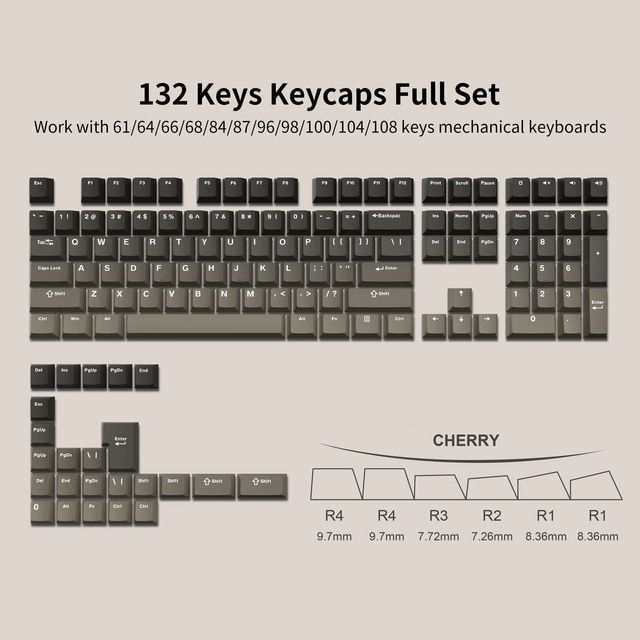 168 Keys Double Shot PBT Keycap Custom WOB Keycap Cherry Profile Keyboard Keycaps for Cherry ...