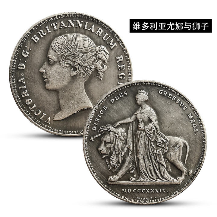 British Victoria Una And The Lion 5 Sovereign Coin 1839 Five Pound ...