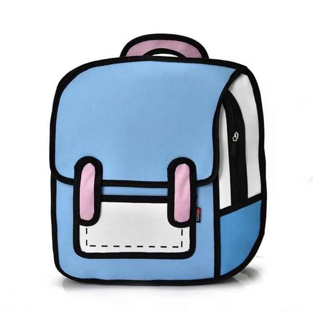 🎒 Creative Women 2D Drawing Backpack Cartoon School Bag Teenager Girls ...
