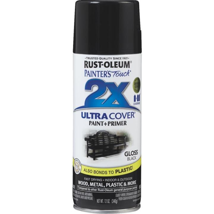 Rust-Oleum Ultra Cover 2X Spray Paint 12oz (Gloss Black) RustOleum ...