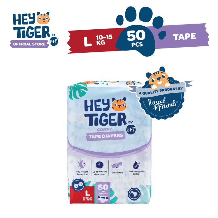 Hey Tiger Tape Diaper, Jumbo Pack - Large, 50 Pads | Lazada PH