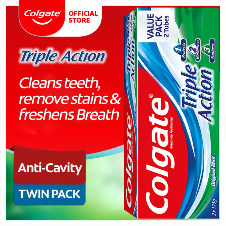 Colgate Triple Action Anti-Cavity Family Toothpaste 175g Twin Pack ...