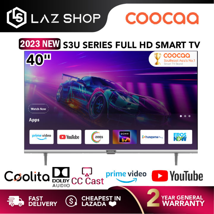 Coocaa 40 Inch Full HD Smart TV 40S3U | Frameless TV | Youtube & Prime ...