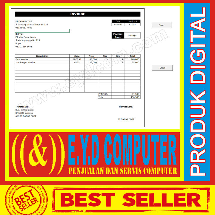 APLIKASI EXCEL INVOICE FAKTUR OTOMATIS UNTUK PENJUALAN BARANG | Lazada ...