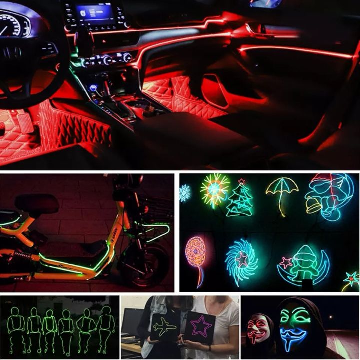 USB Neon LED Car Interior Lighting Strips Auto LED Strip Garland EL ...