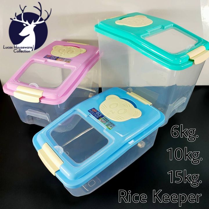 RICE KEEPER RICE BOX (6KG 10KG & 15KG CAPACITY) CLEAR PLASTIC RICE ...