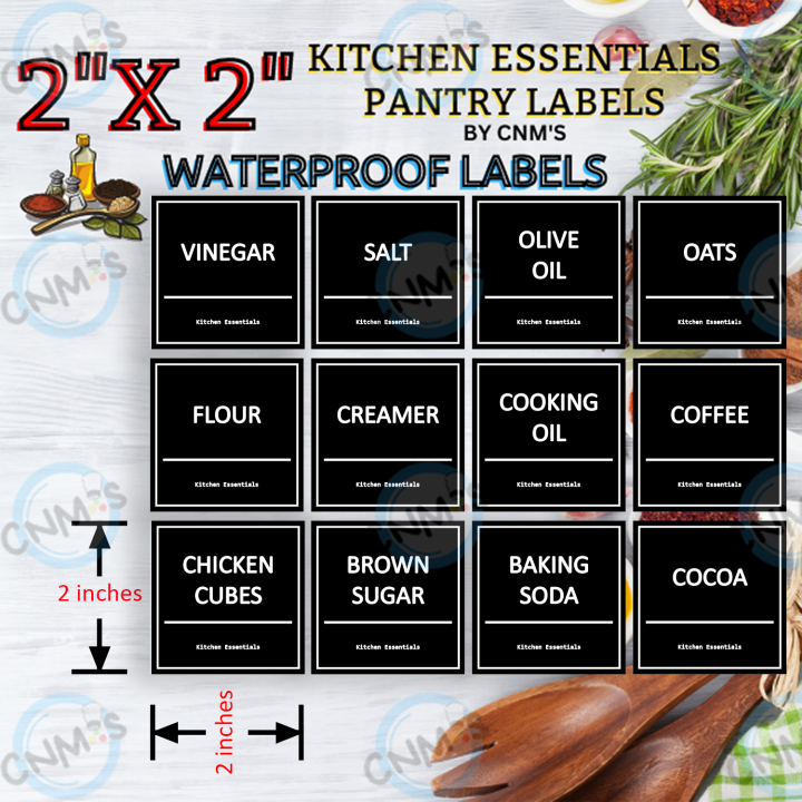 15pcs.Water proof Vinyl Pantry Label stickers Kitchen Essentials ...