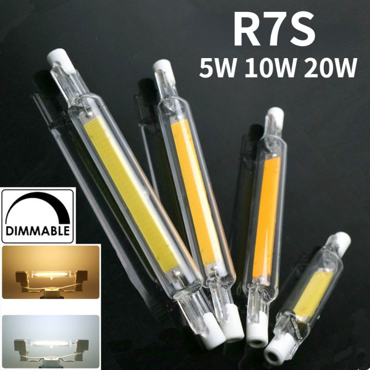 Dimmable R7S COB LED Floodlight Bulb Glass Tube Ceramic Base 78mm 118mm ...