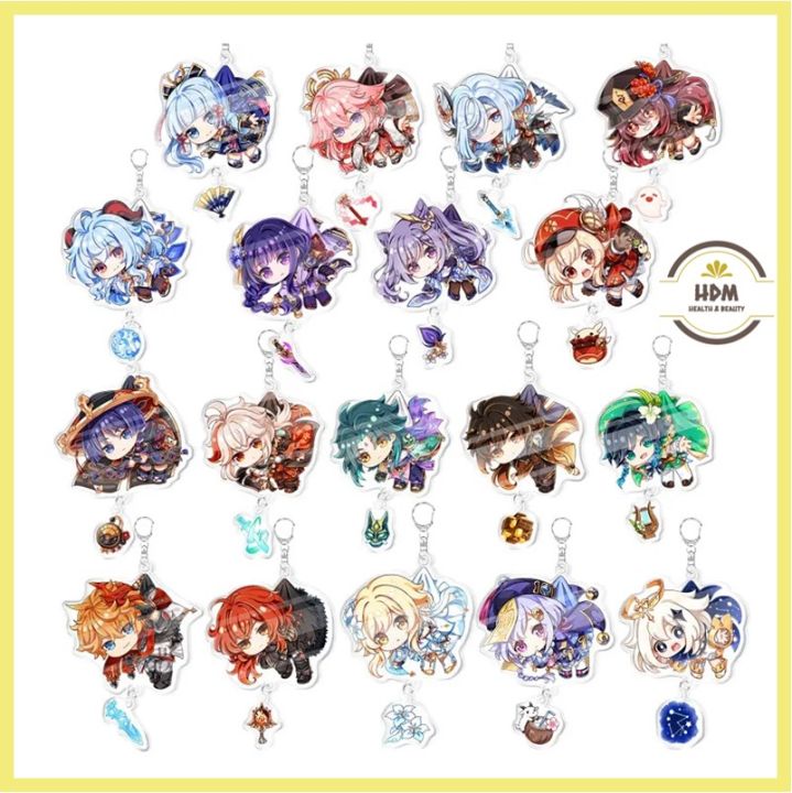 Genshin Impact Chibi Character Keychain Bag Charm Venti, Zhongli ...