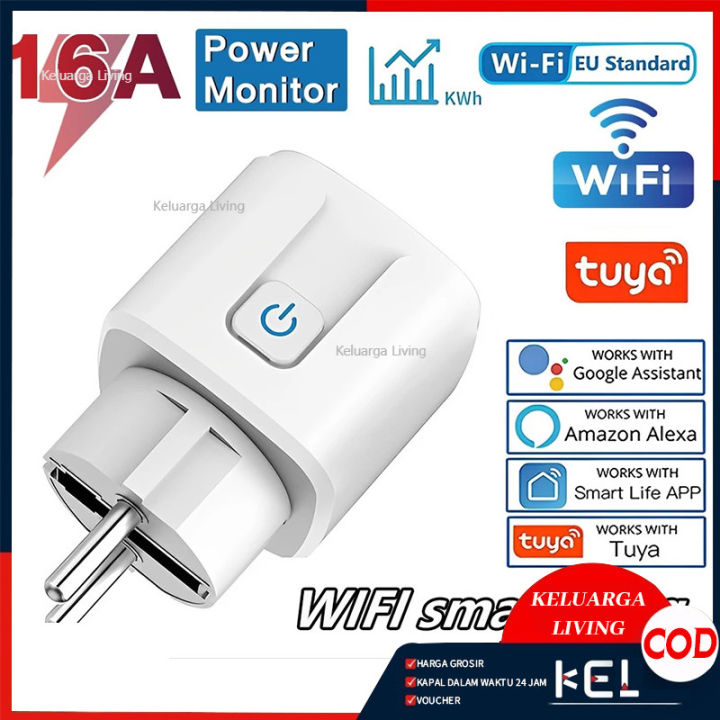WiFi Smart Plug Socket 16A with Power Monitor Stop Kontak Colokan Stop ...