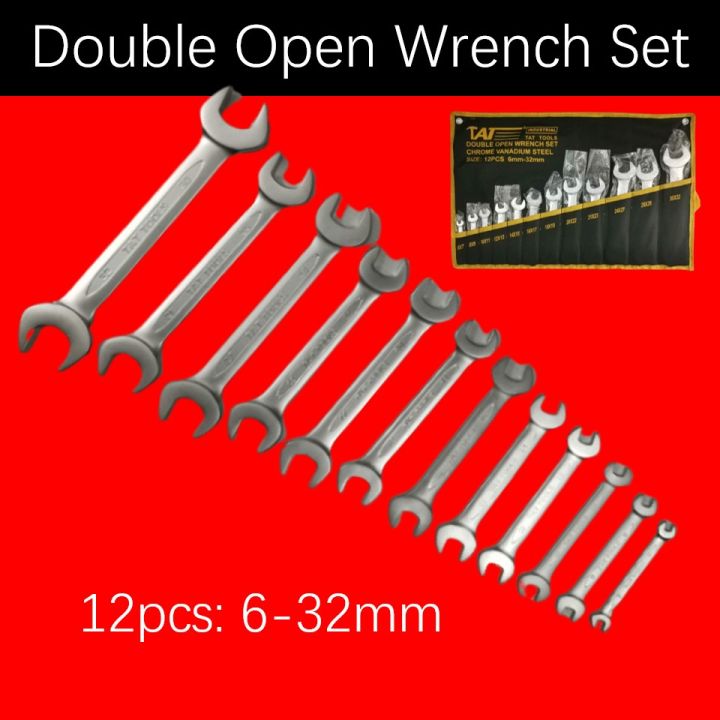Toyu Double Open Wrench Set Tool steel High hardness 12pcs 8-24mm Dual purpose combination allen ...