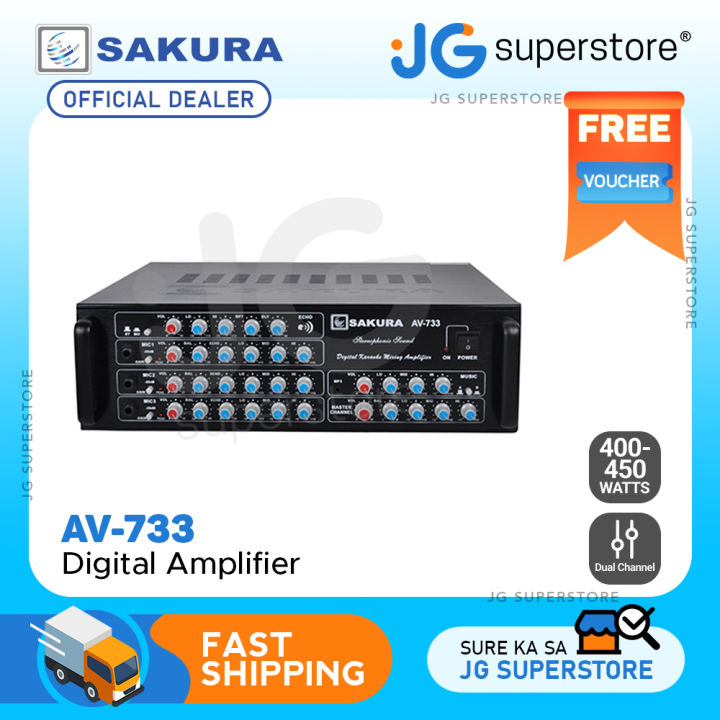 Sakura AV-733 400W / 450W 2-Channel Karaoke Mixing X 2 Stereo Amplifier with Digital Echo Delay ...