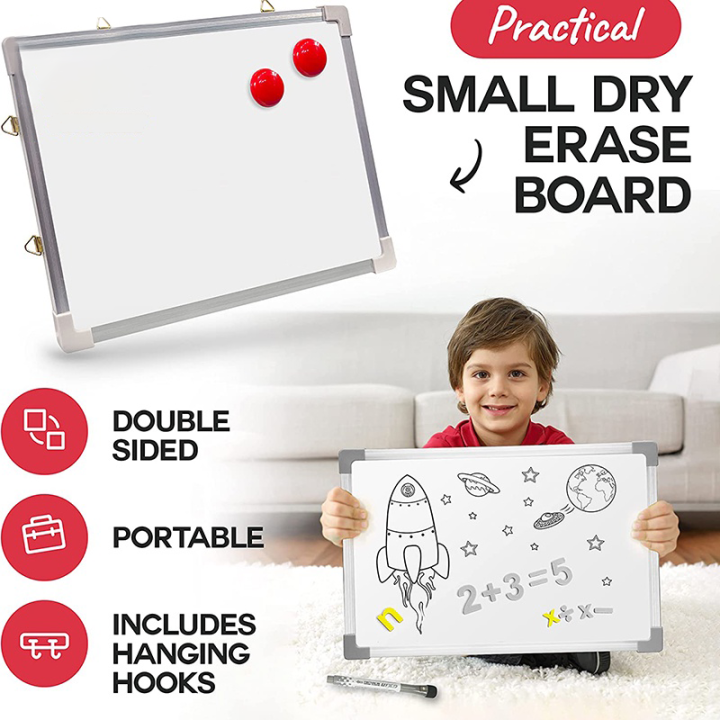 WPC Double Sided Magnetic White Board Aluminum Frame with Marker ...