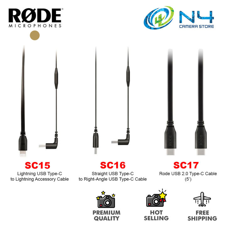 RODE SC15 SC16 SC17 USB-C to Lightning Cable USB-C to USB-C type for ...