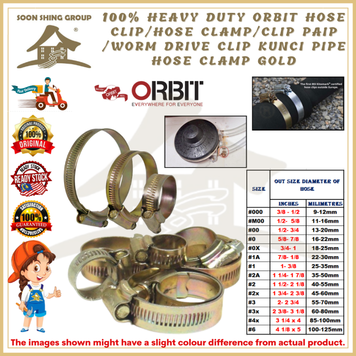 100% Heavy Duty ORBIT Hose Clip / Hose Clamp / Clip Paip / Worm Drive ...